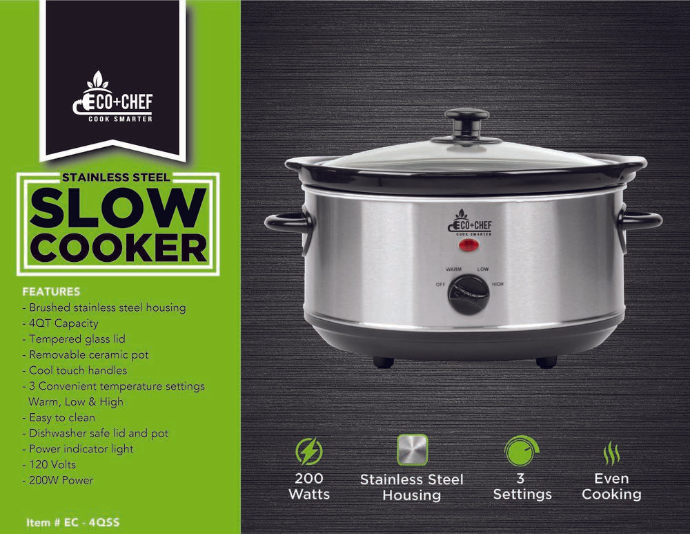 4 Quart Stainless Steel Slow Cooker – Eco + Chef Kitchen